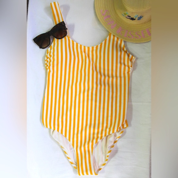 Handm Swim Nwt Hm Yellow And White Striped One Piece Swimsuit With Padded Cups Poshmark
